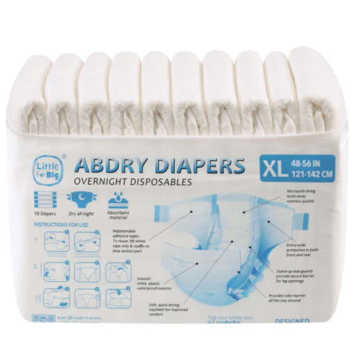 ABDry White Adult Diapers 10 Pieces Pack(M)/(L)/(XL) - LittleForBig ...
